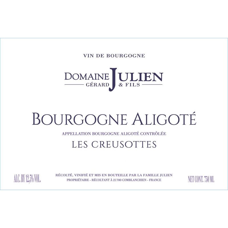 Domaine Gerard Julien & Fils, Bourgogne Aligote 2021 - Latimer Vintners