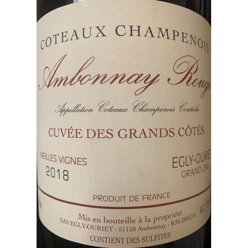 2020 Egly-Ouriet Ambonnay Rouge Cuvee des Grands Cotes Coteaux ...