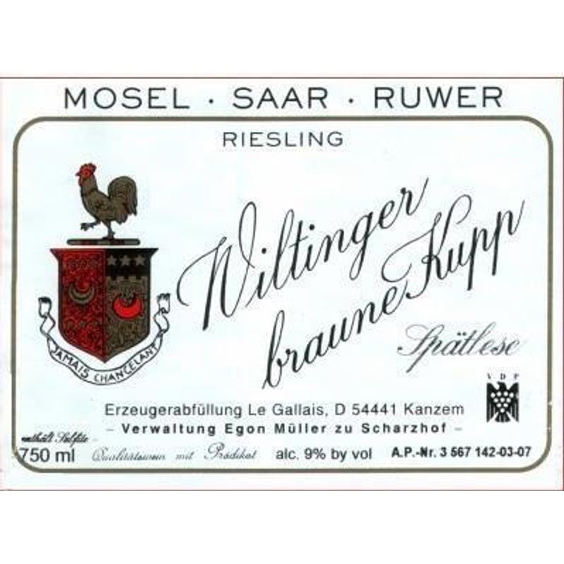 2017 Egon Muller Wiltinger Braune Kupp Le Gallais Riesling Spatlese ...
