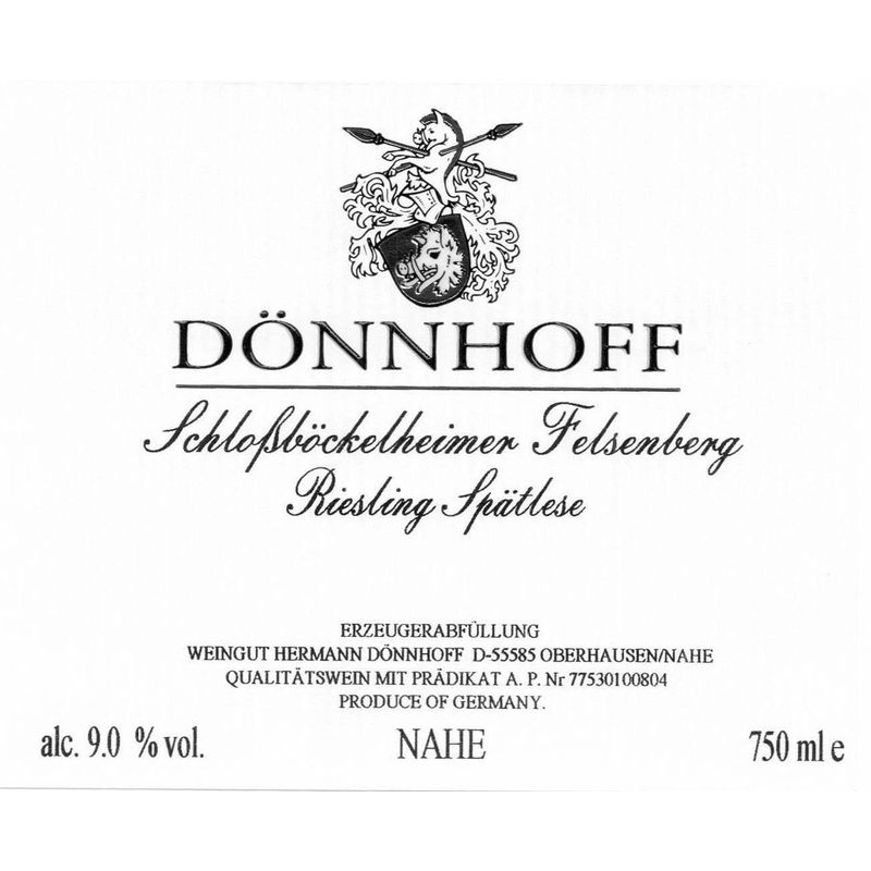 2018 Donnhoff Schlossbockelheimer Felsenberg Riesling Spatlese Nahe ...