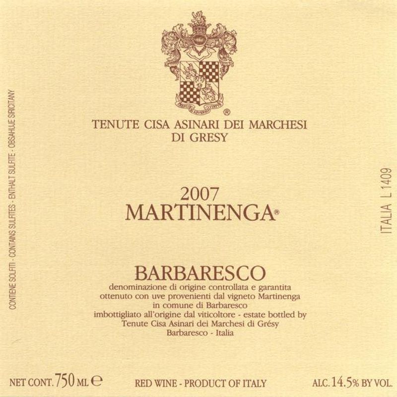 2007 Tenute Cisa Asinari dei Marchesi di Gresy Barbaresco Martinenga ...
